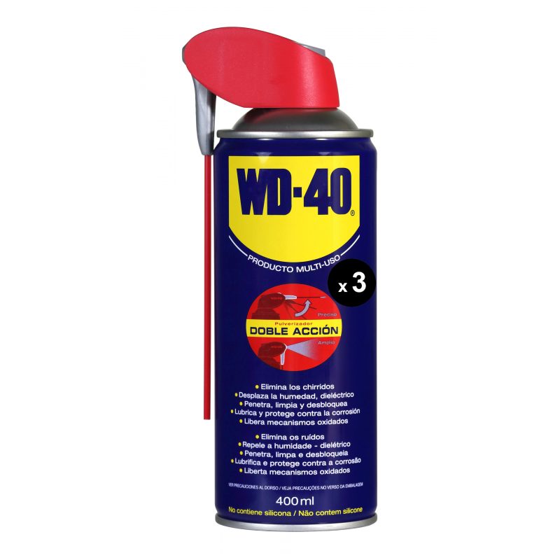 WD40 Pack de 3 Unidades WD 40 Multi Uso Doble Acción Spray 400 ml